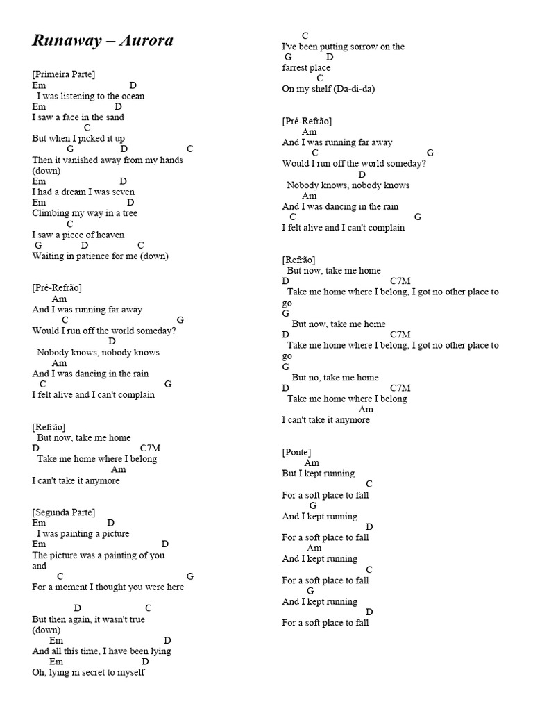 Aurora - Runaway Lyrics & Chords | PDF