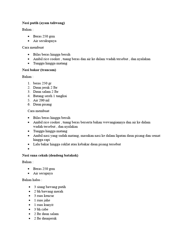 Nasi (MAIN COURSE) | PDF