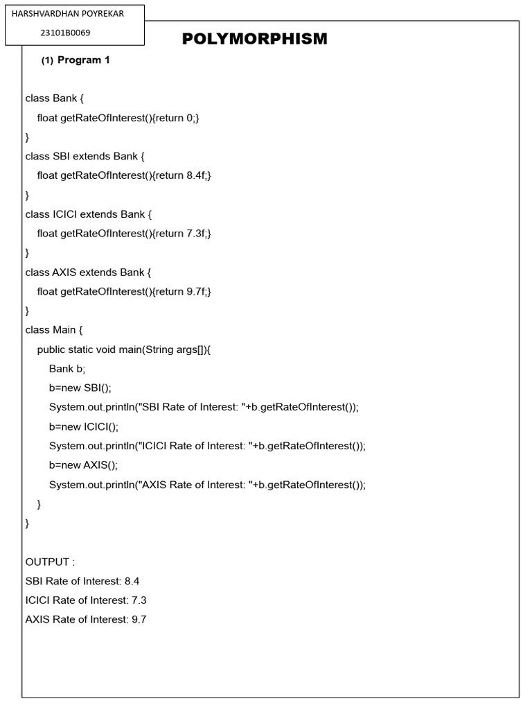 Polymorphism 23101B0069 | PDF | Programming Language | Object (Computer ...