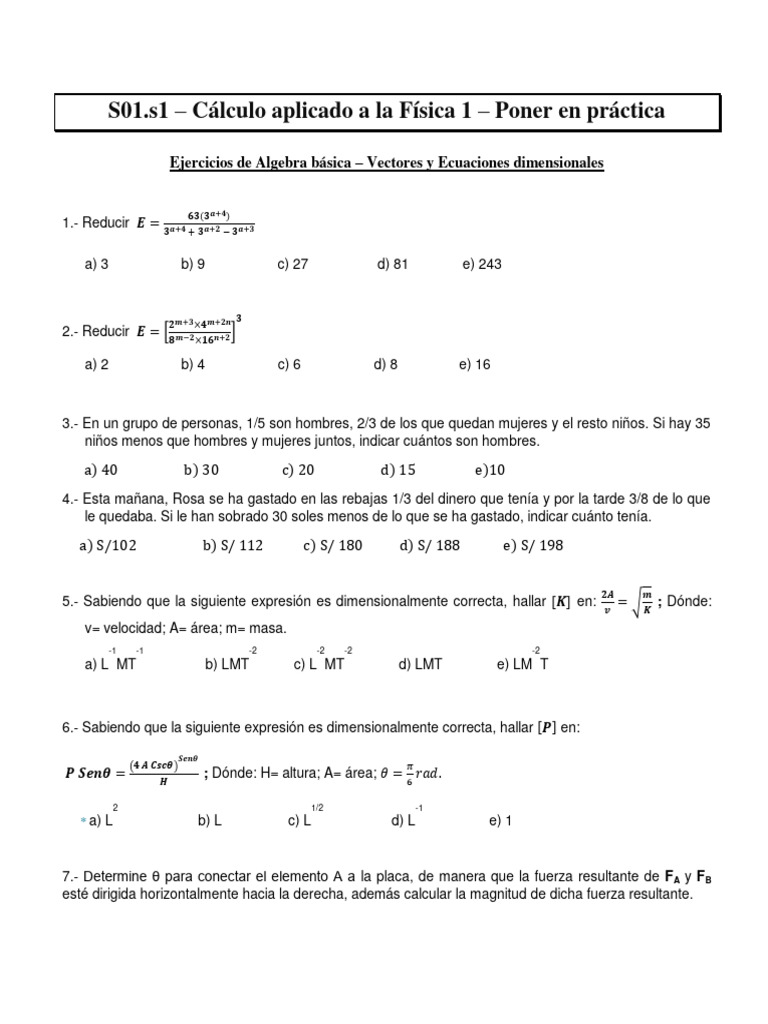 S01.s1 - Poner en Práctica | PDF | Física | Matemáticas