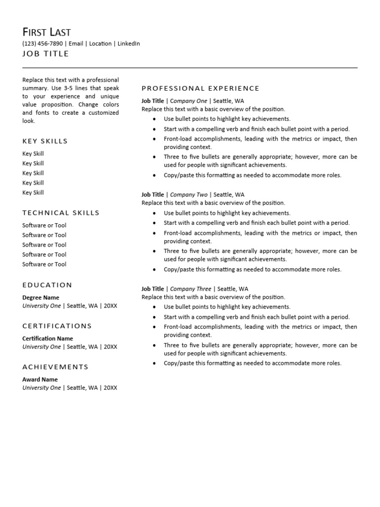 Two-Column Resume Template | Download Free PDF | Computing