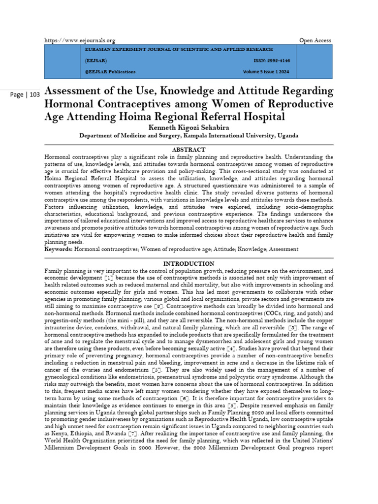 Assessment Of The Use Knowledge And Attitude Regarding Hormonal