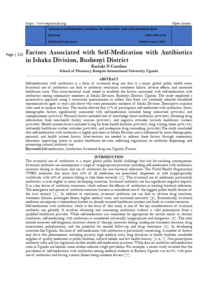 Factors Associated With Self-Medication With Antibiotics in Ishaka ... Factors Associated With Self-Medication With Antibiotics in Ishaka ...