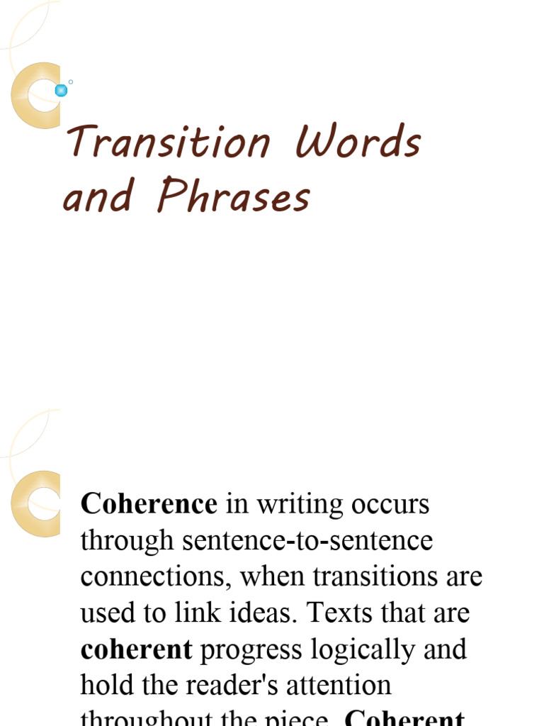 Transition Words Notes | PDF