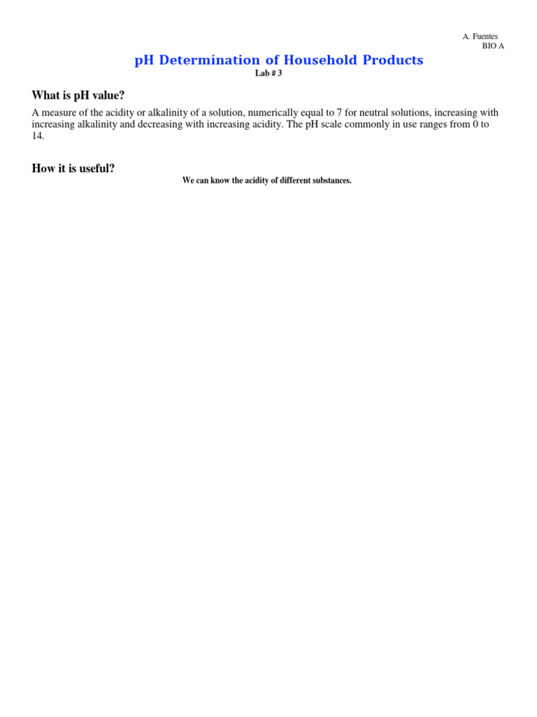 Hand Out PH - Value | PDF | Ph | Acid