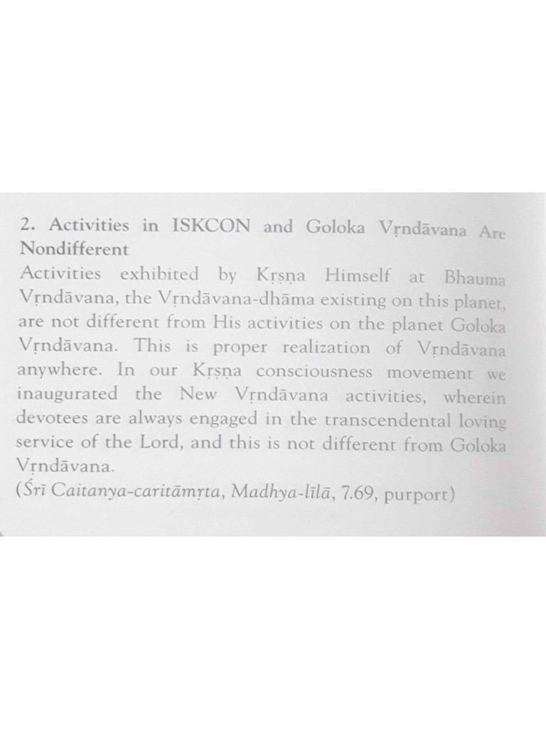 Activities in ISKCON and Goloka Vrindavan Are Nondifferent | PDF
