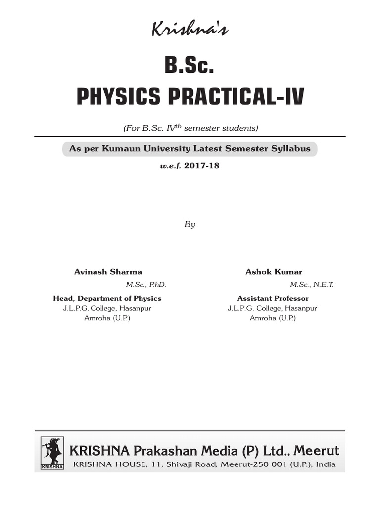 Krishnas BSC Physics Practical IV Edition 1f Pages 45 Code 1430 Compress | PDF | Angular ...
