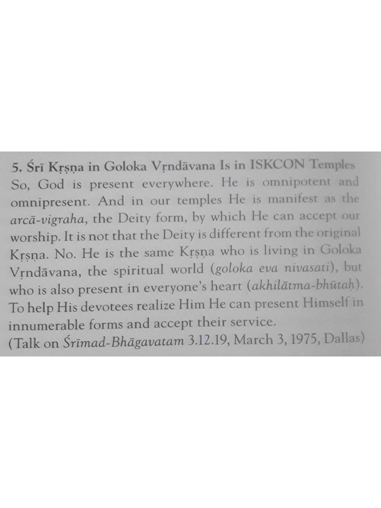 Sri Krishna in Goloka Vrindavan Is in ISKCON Temples | PDF