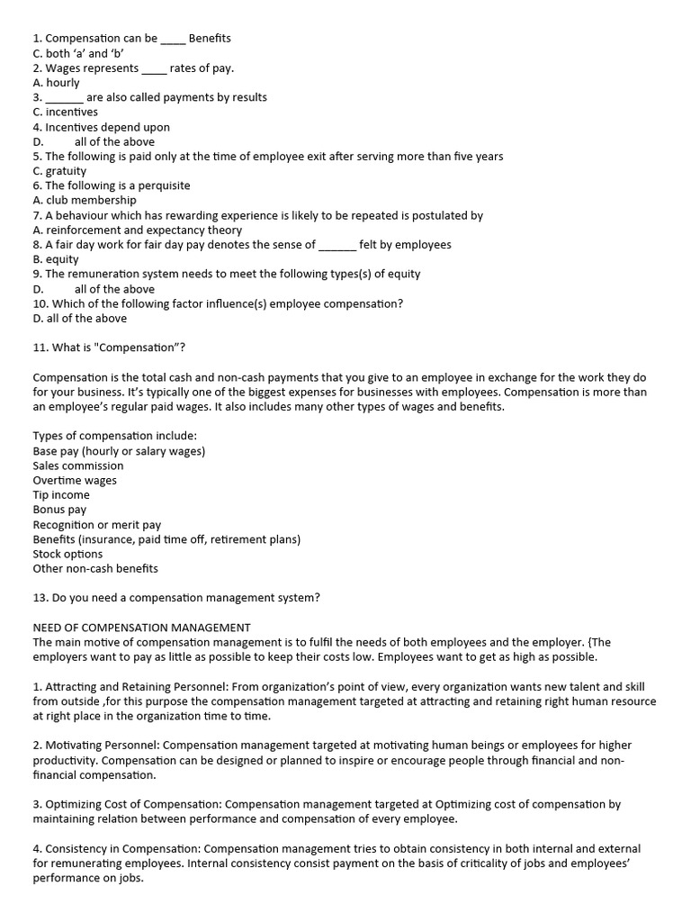 Human Resource Componsetion Management | PDF | Cost Of Living ...