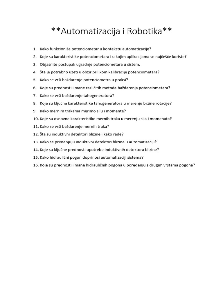 Automatizacija I Robotika | PDF