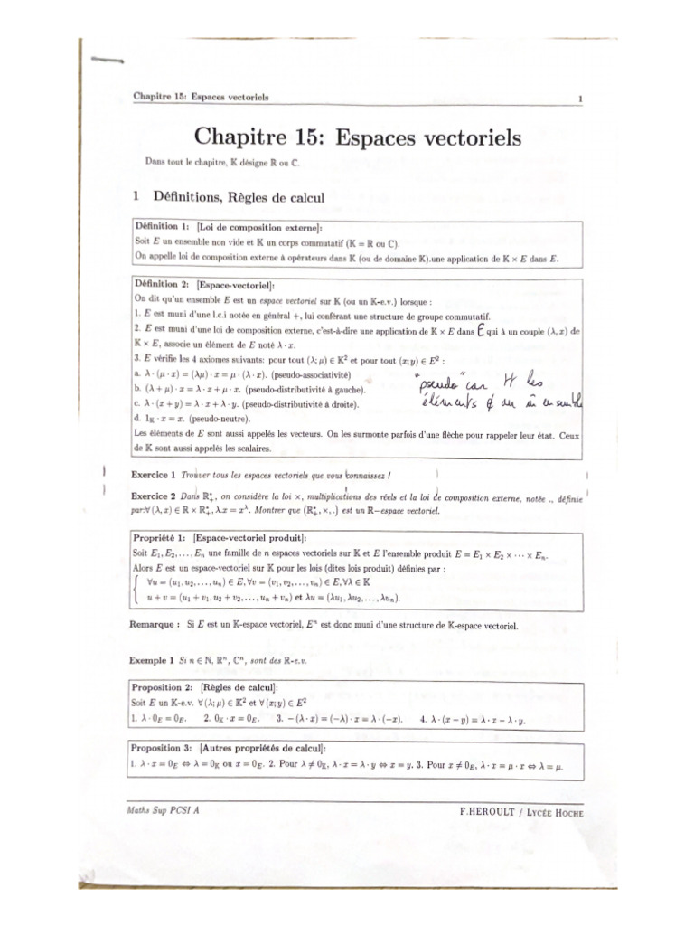 Chapitre 15 Espaces Vectoriels | PDF