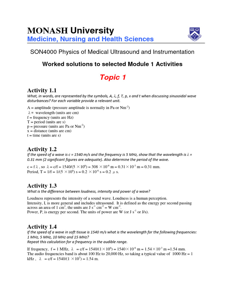 Module 1 Activity Solutions - 2 | PDF | Waves | Wavelength