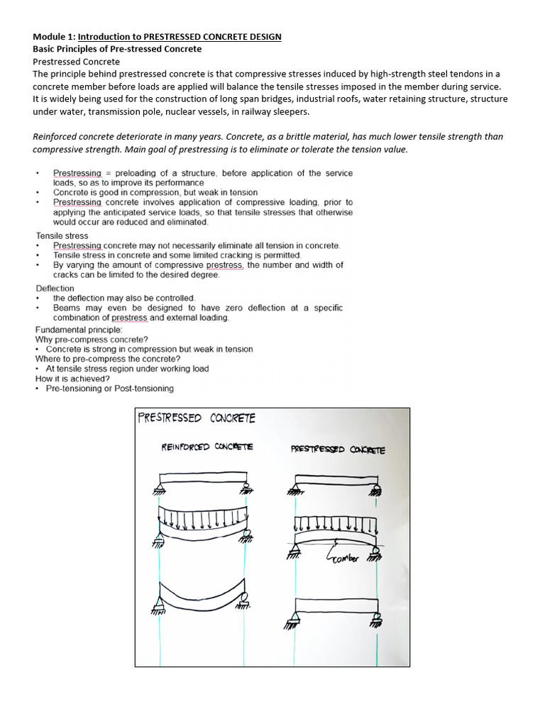 CE423 M1-Introduction To Prestressed Concrete Design | PDF