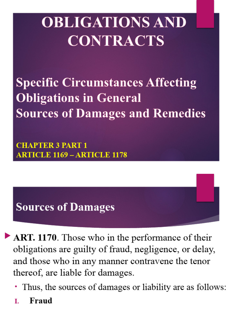 Understanding Fraud and Delay in Obligations | PDF | Law Of Obligations ...