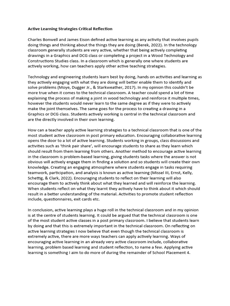 sp4 Weekly Reflection Week 3 | PDF | Learning | Teachers