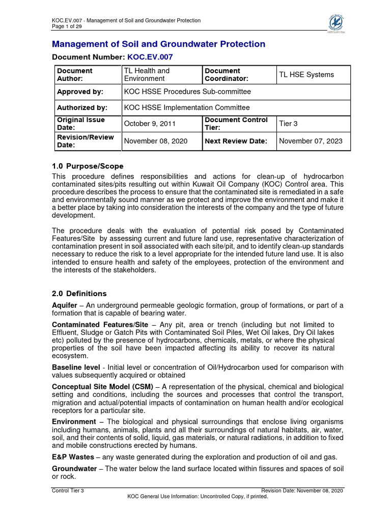 KOC Soil and Groundwater Management | PDF | Environmental Remediation ...