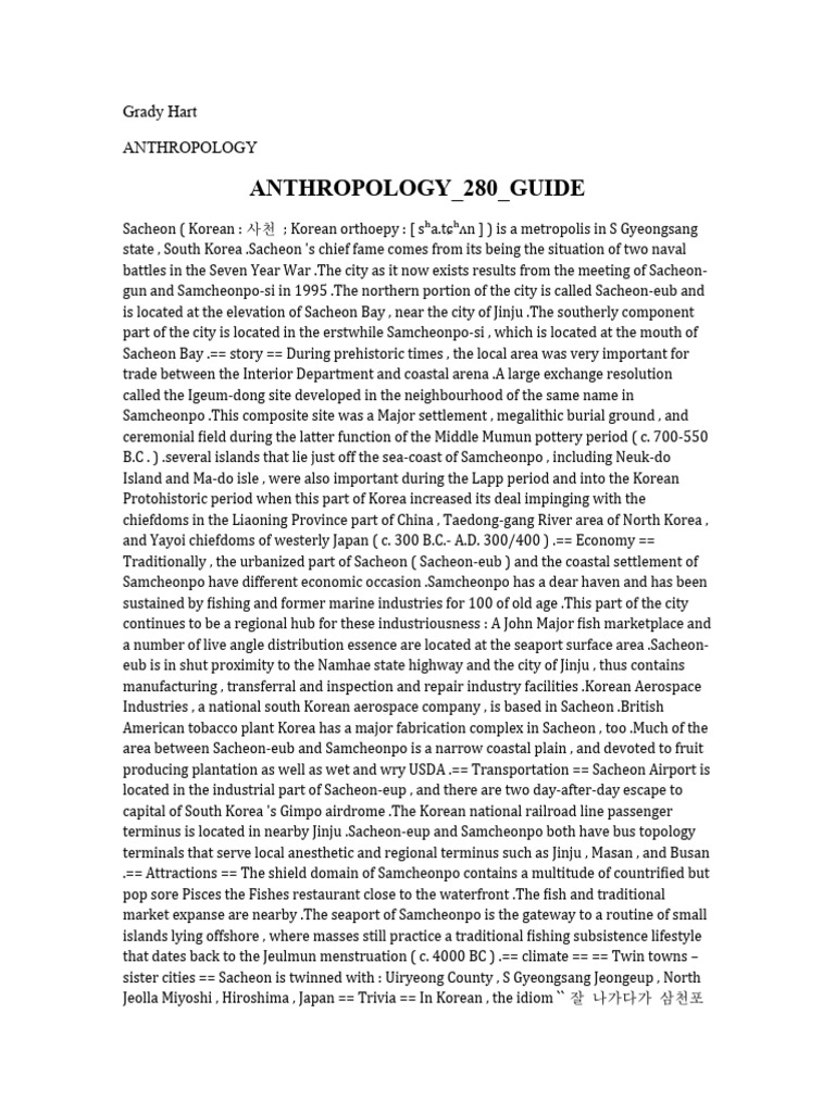 Anthropology 280 Guide | PDF