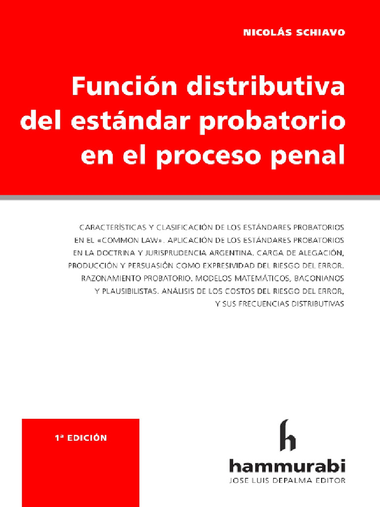 Función Distributiva Del Estándar Probatorio en El Proceso Penal ...