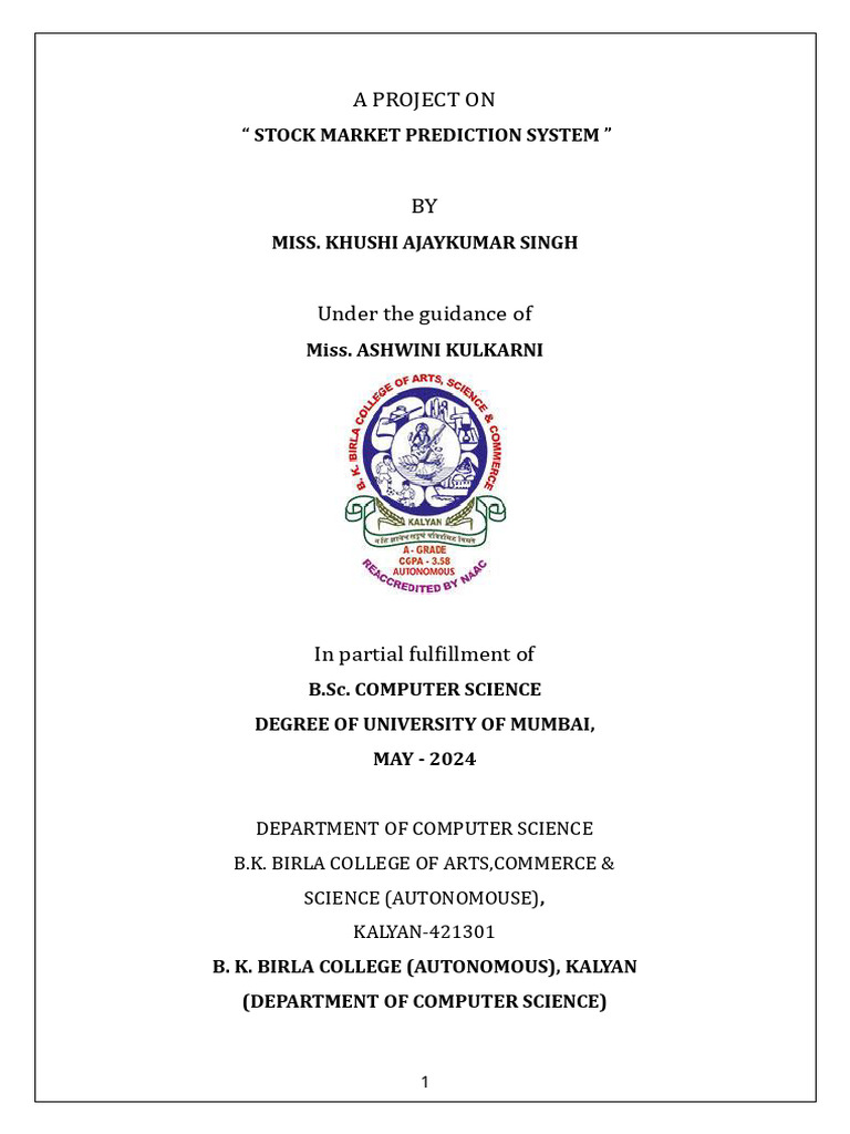 Khushi Final Project Stock (1) - Numbered | PDF | Machine Learning | Support Vector Machine