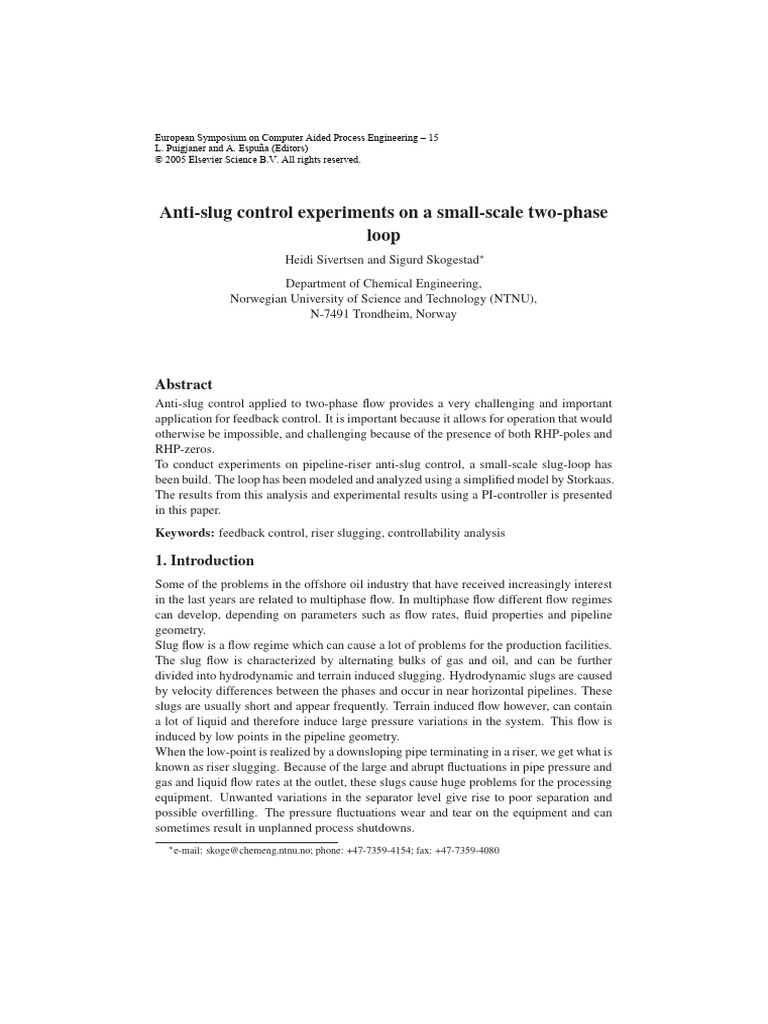 Anti-Slug Control Experiments On A Small-Scale Two-Phase - 2005 | PDF ...