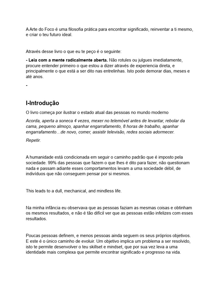 A Arte Do Foco É Uma Filosofia Prática para Encontrar Significado | PDF ...