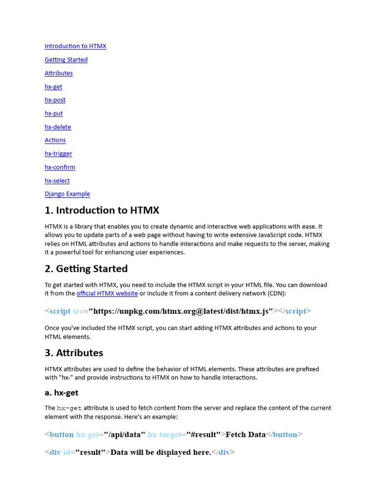 Introduction To HTMX | Download Free PDF | World Wide Web | Internet & Web
