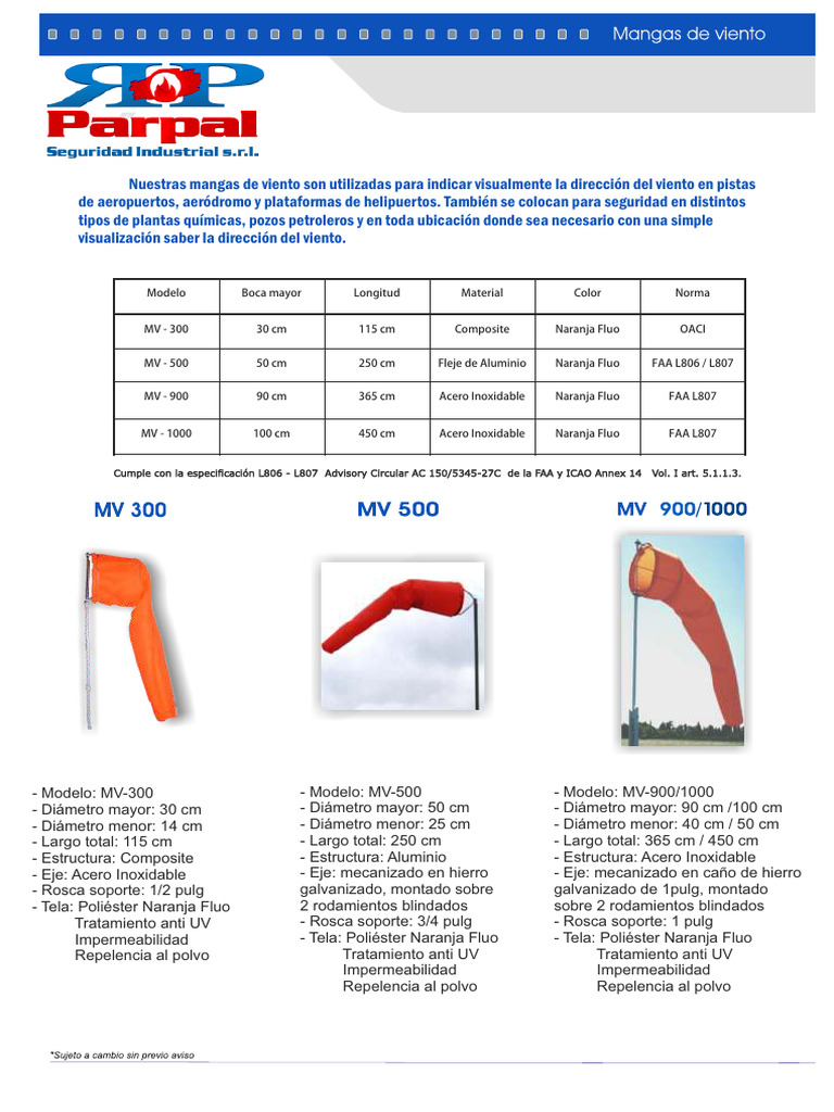 Ficha Técnica Mangas de Viento | Descargar gratis PDF | Acero | Sector secundario de la economía