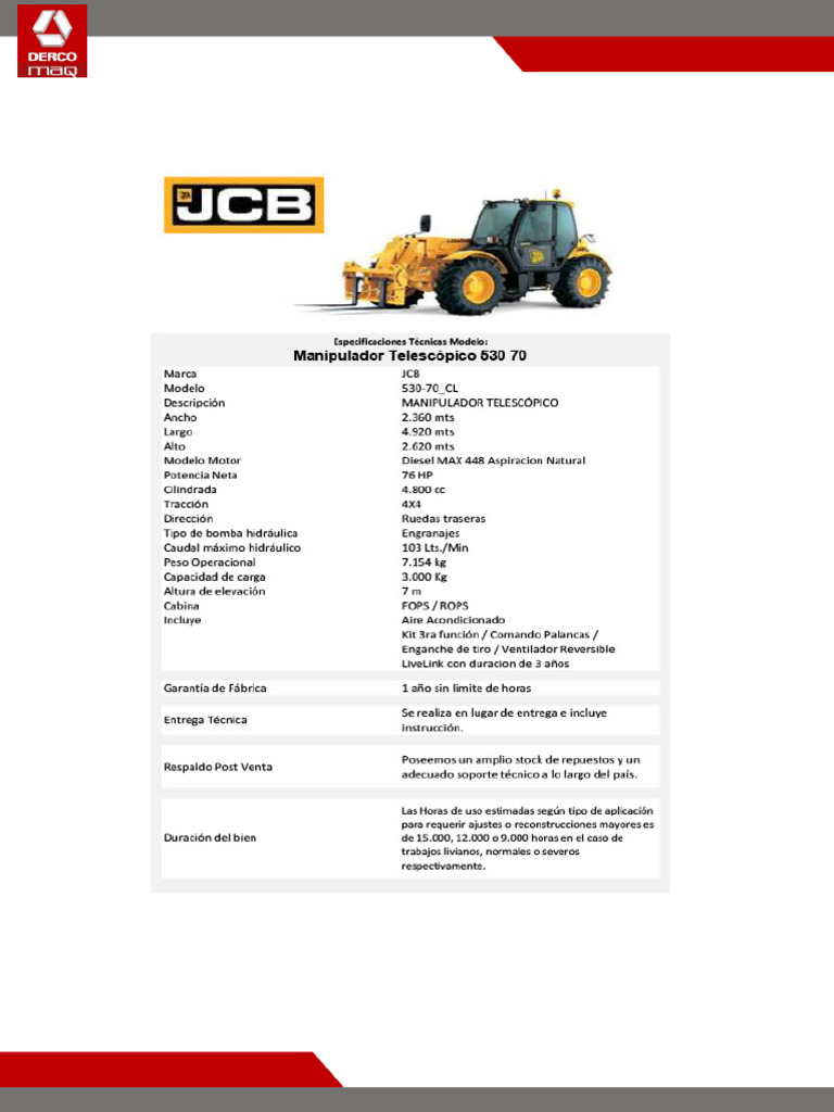 Manipulador Telescopico 530 70 JCB | PDF