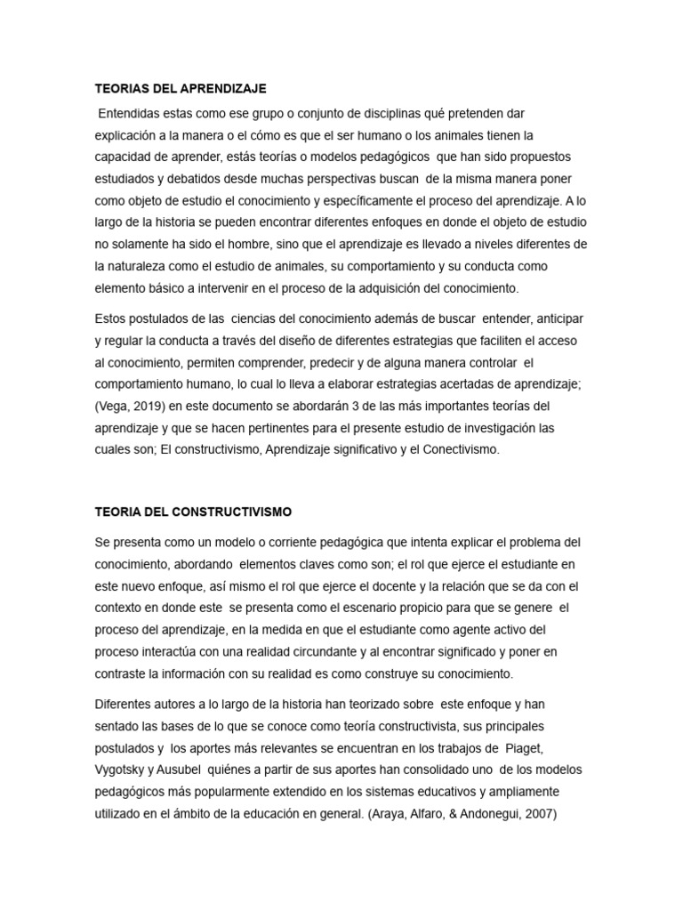 Teorias Del Aprendizaje | PDF | Aprendizaje | Conocimiento