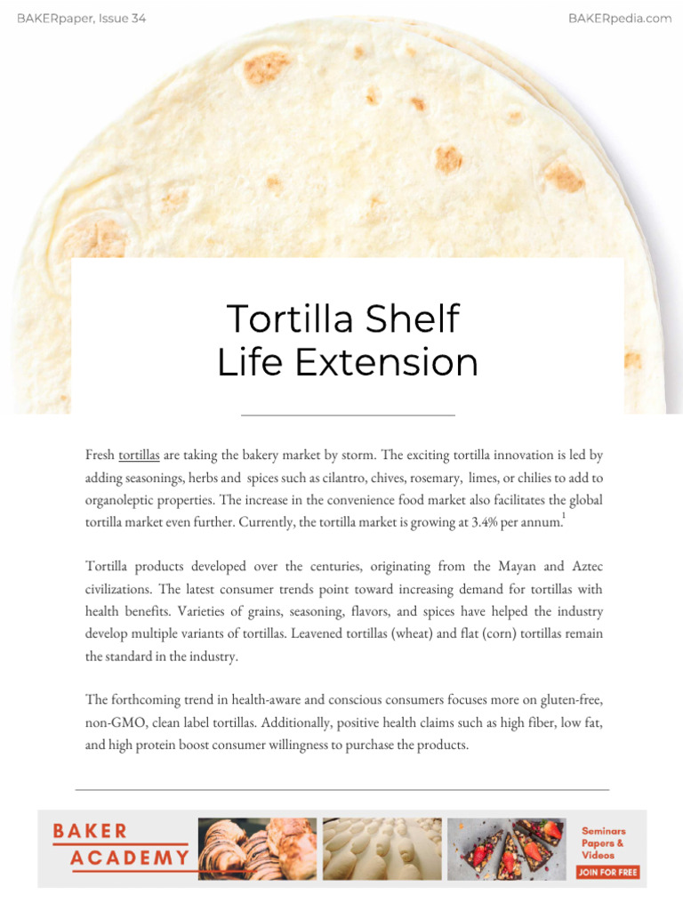 Tortilla Shelf Life Extension Baker Paper | PDF | Starch | Flour