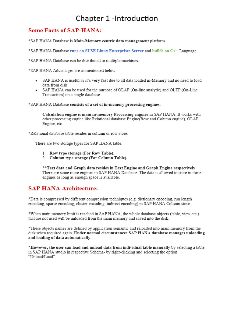 SAP - HANA - Tuitorial - Chapter 1 | PDF | Databases | Information Retrieval