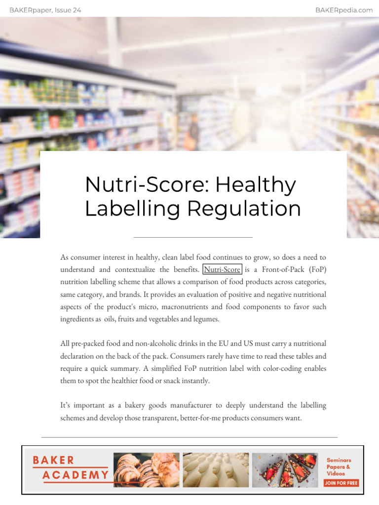 Nutri ScoreHealthyLabellingRegulationBAKERpaper | PDF | Foods | Nutrition