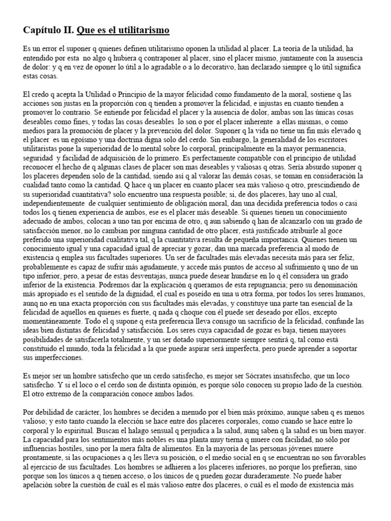 Cap ¡Tulo II-el Utilitarismo | PDF | Utilitarismo | Placer