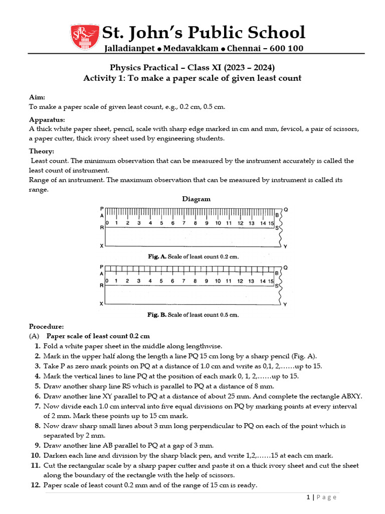 Paper Scale Activity for Class 11 Physics | PDF | Rectangle