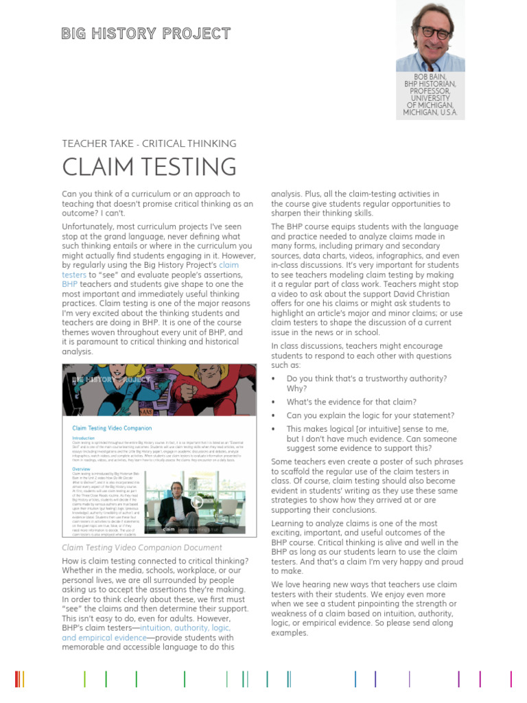 Blog Claim Testing Critical Thinking | PDF | Critical Thinking | Evidence