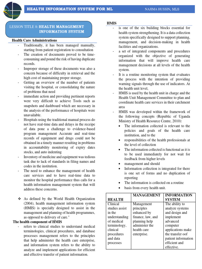 Health Information System For ML Transes p2 | PDF | Health Informatics ...