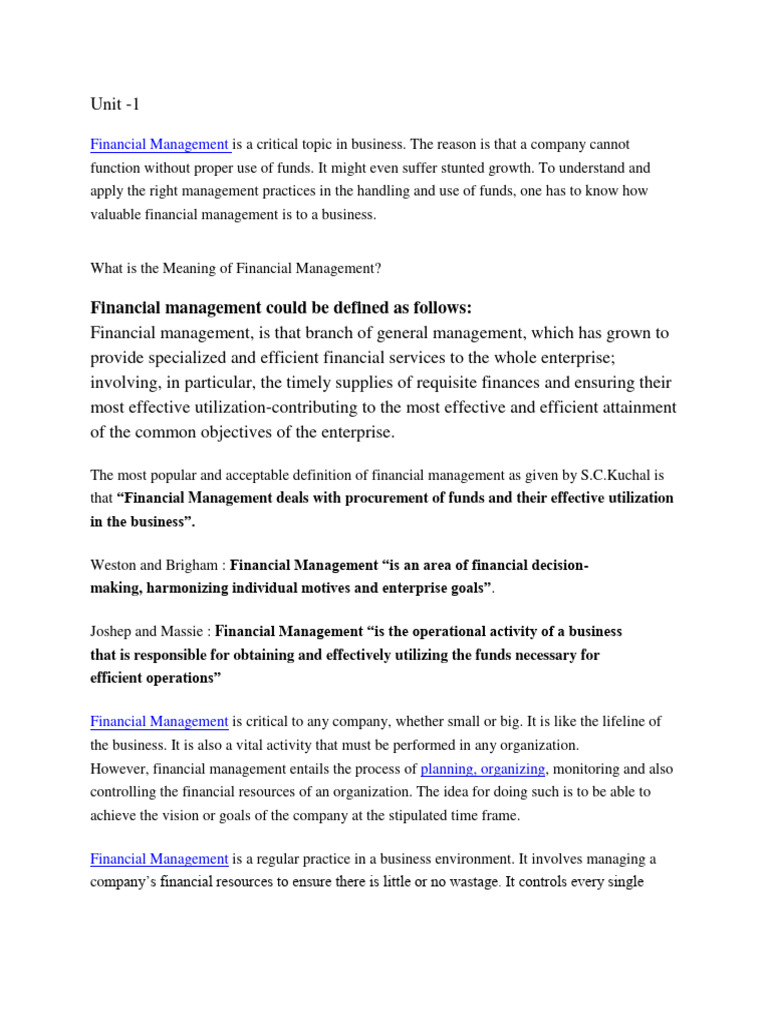 FM Unit 1 | PDF | Cost Of Capital | Financial Capital