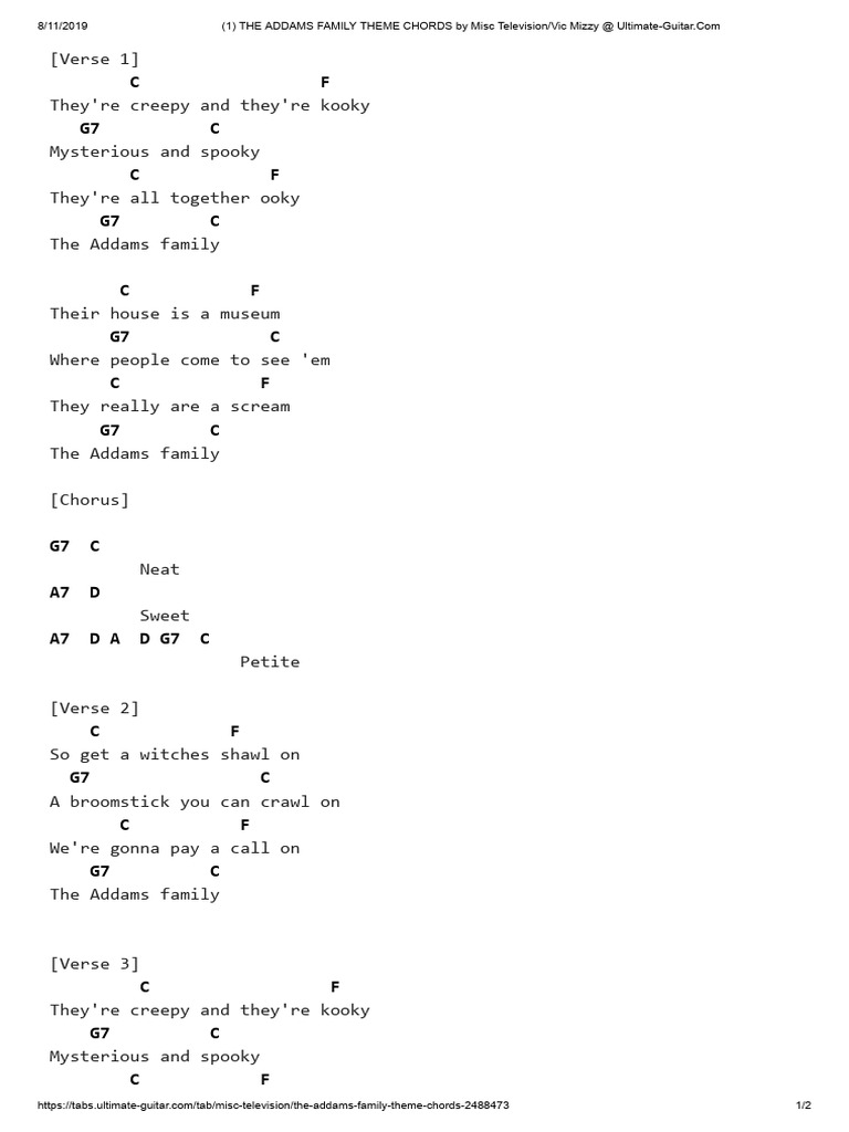 Addams Family Theme Chords | PDF | Home & Garden