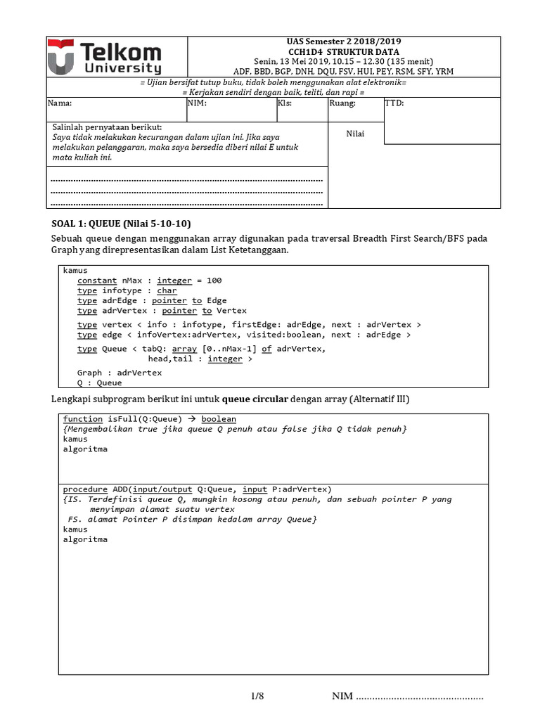 1819-2 UAS CCH1D4 Struktur Data | PDF