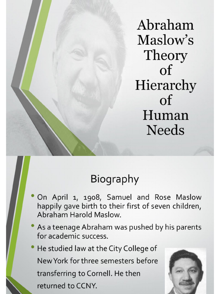 Abraham Maslows Theory of Hierarchy of Human Needs | PDF