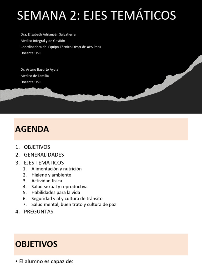 Clase 2 - Ejes Temáticos | PDF | Saneamiento | Nutrición