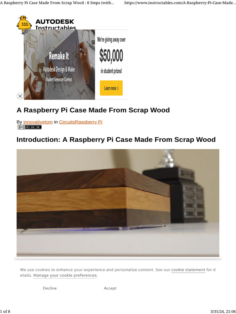 A Raspberry Pi Case Made From Scrap Wood 8 Steps (With Pictures) - Instructables | PDF | Wood