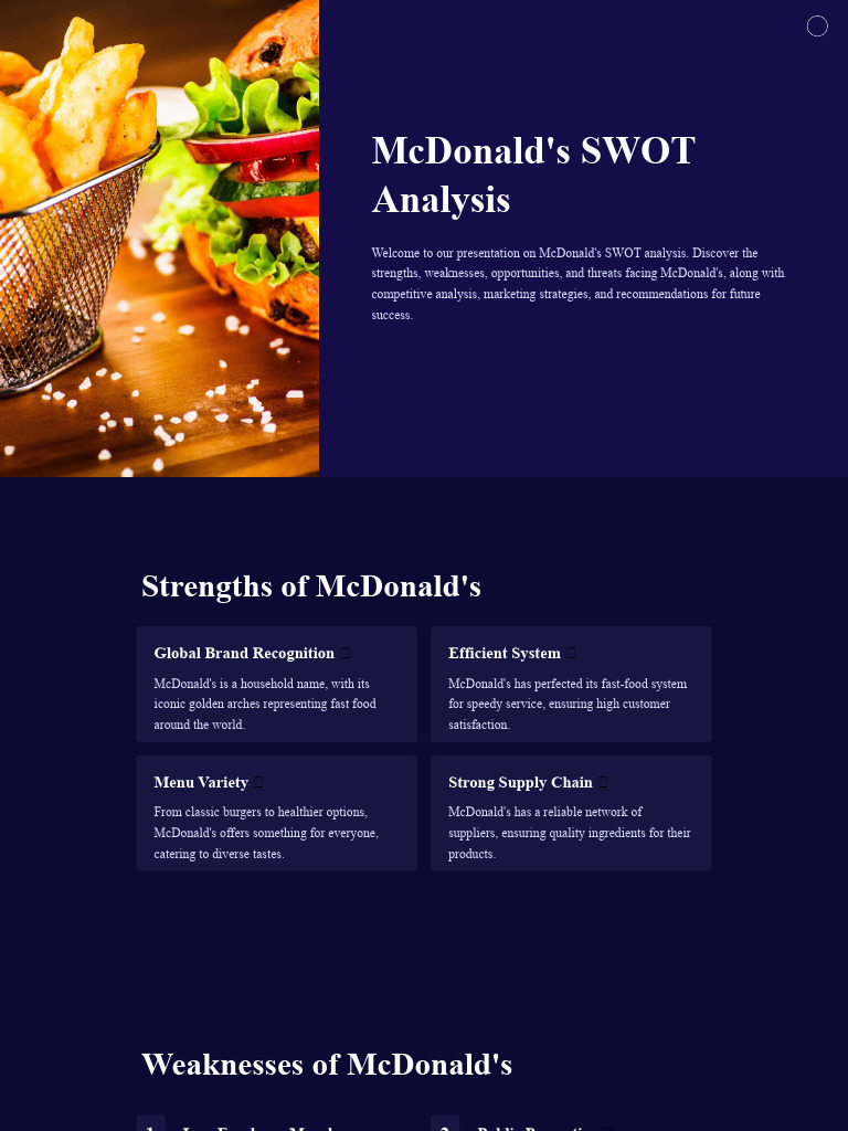 McDonalds-SWOT-Analysis 2 | PDF | Mc Donald's | Fast Food