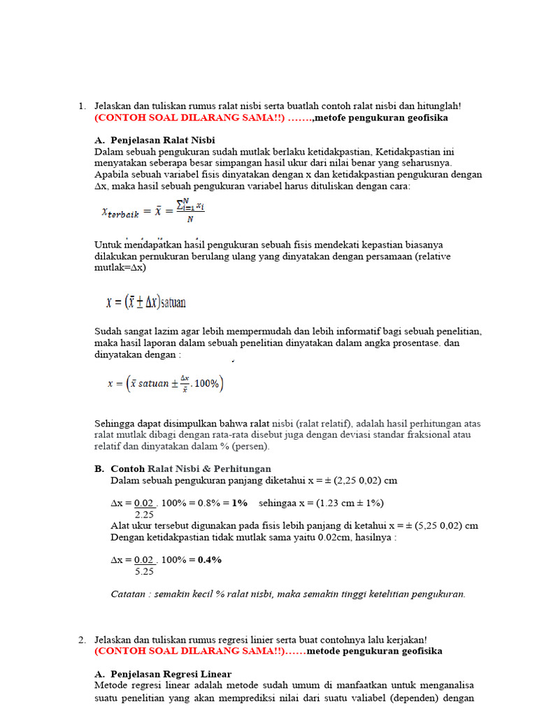 Tugas Perhitungan Ralat Fisika 2024 PDF | PDF