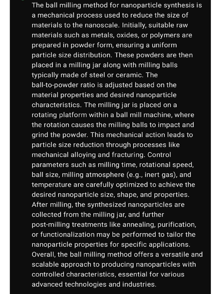 Ball Milling Method | PDF