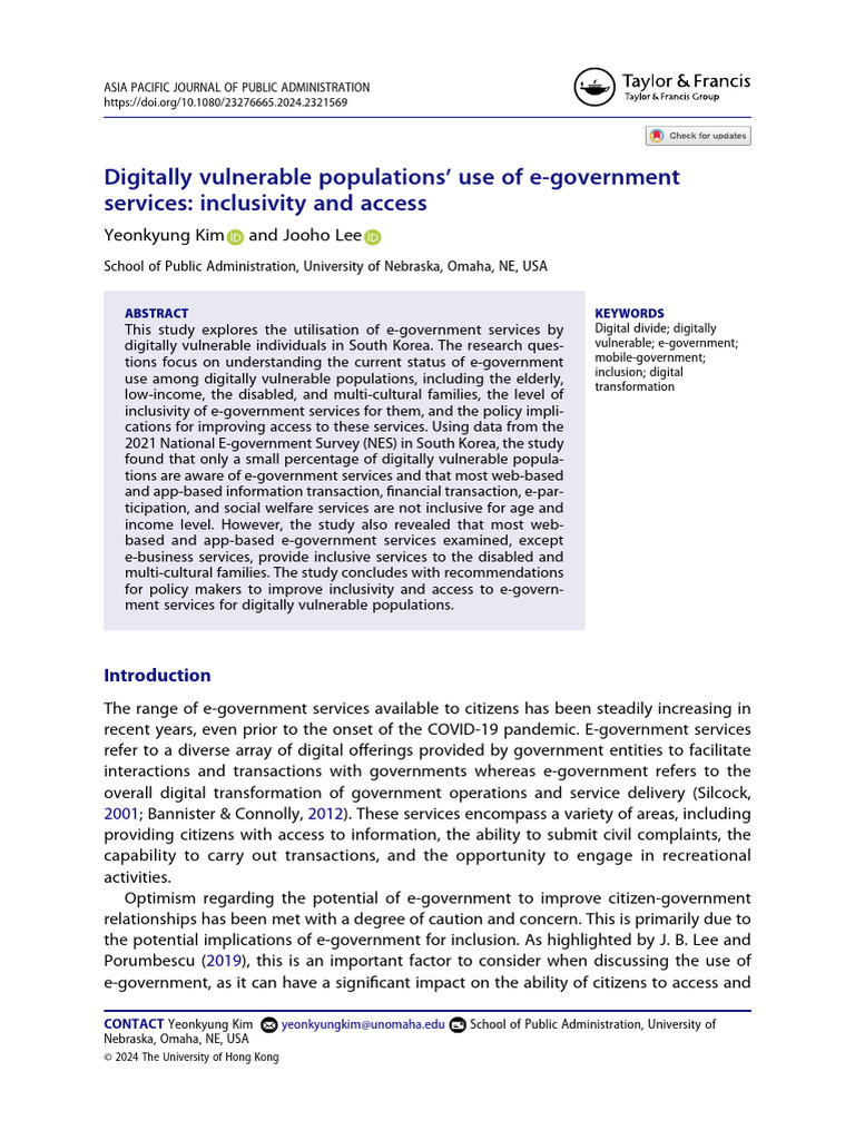 E-Government Access for Vulnerable Groups | PDF | E Government | Gross ...