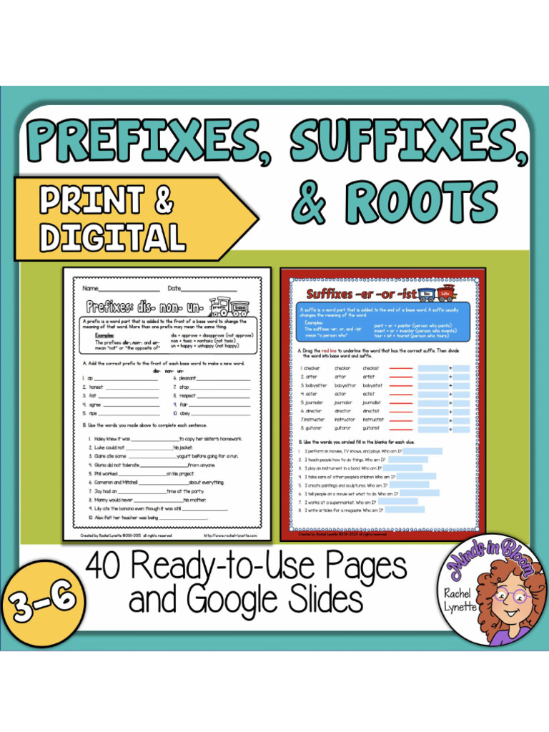 Prefixes Suffixes and Roots Worksheets RL | PDF | Phonics | Word
