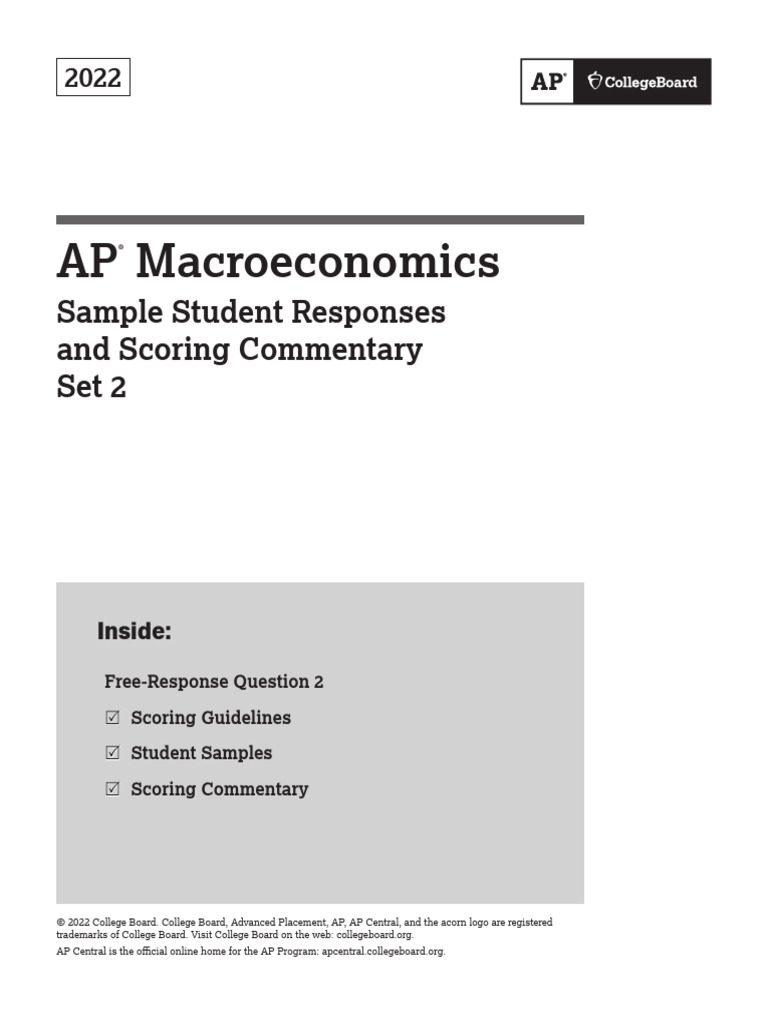 AP Macroeconomics: Sample Student Responses and Scoring Commentary Set ...