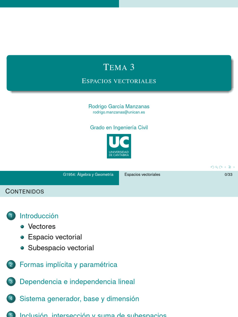 Espacios Vectoriales Pdf Espacio Vectorial Base álgebra Lineal