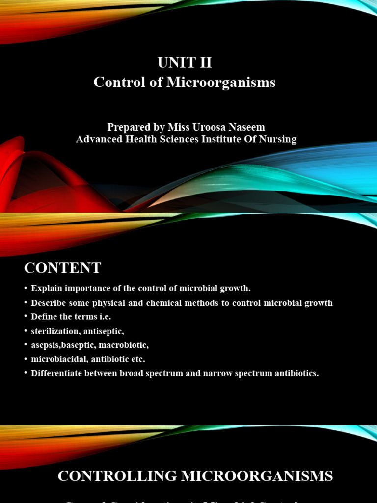 Control of Microorganism Unit 2 | PDF | Antimicrobial | Disinfectant